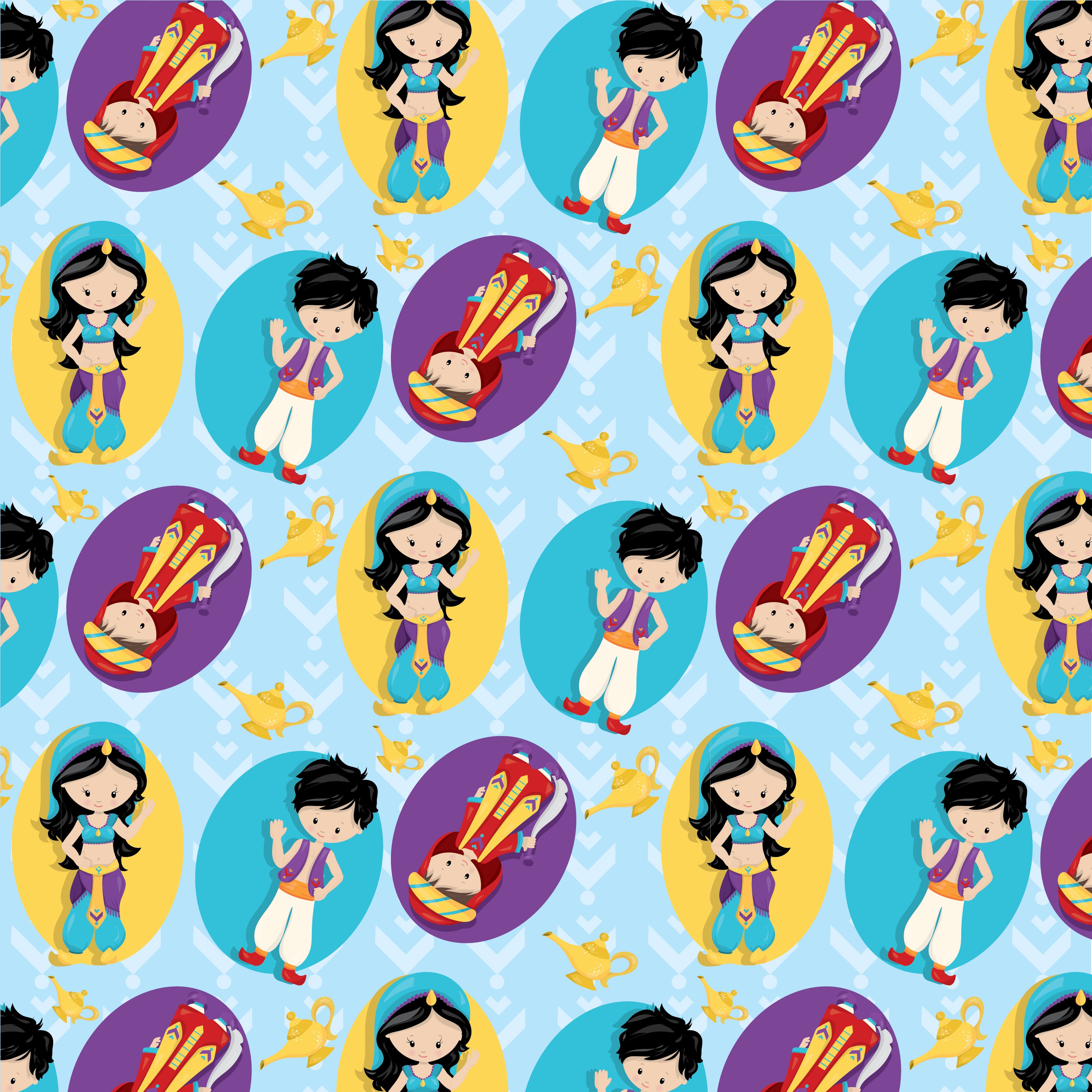 Arabian Prince and Princess Pattern Vinyl 12" x 12"