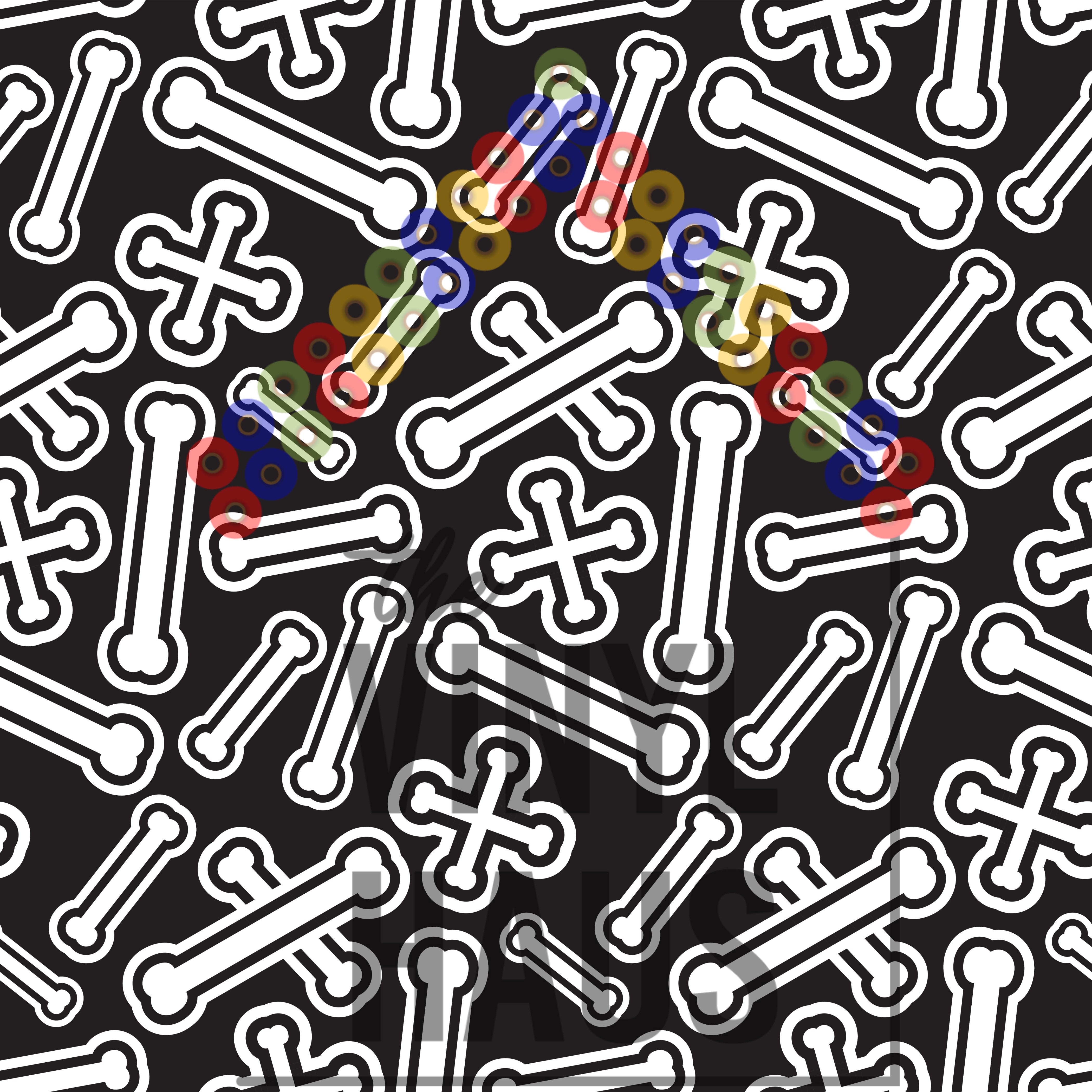 Skeleton Bones Pattern Vinyl 12" x 9"