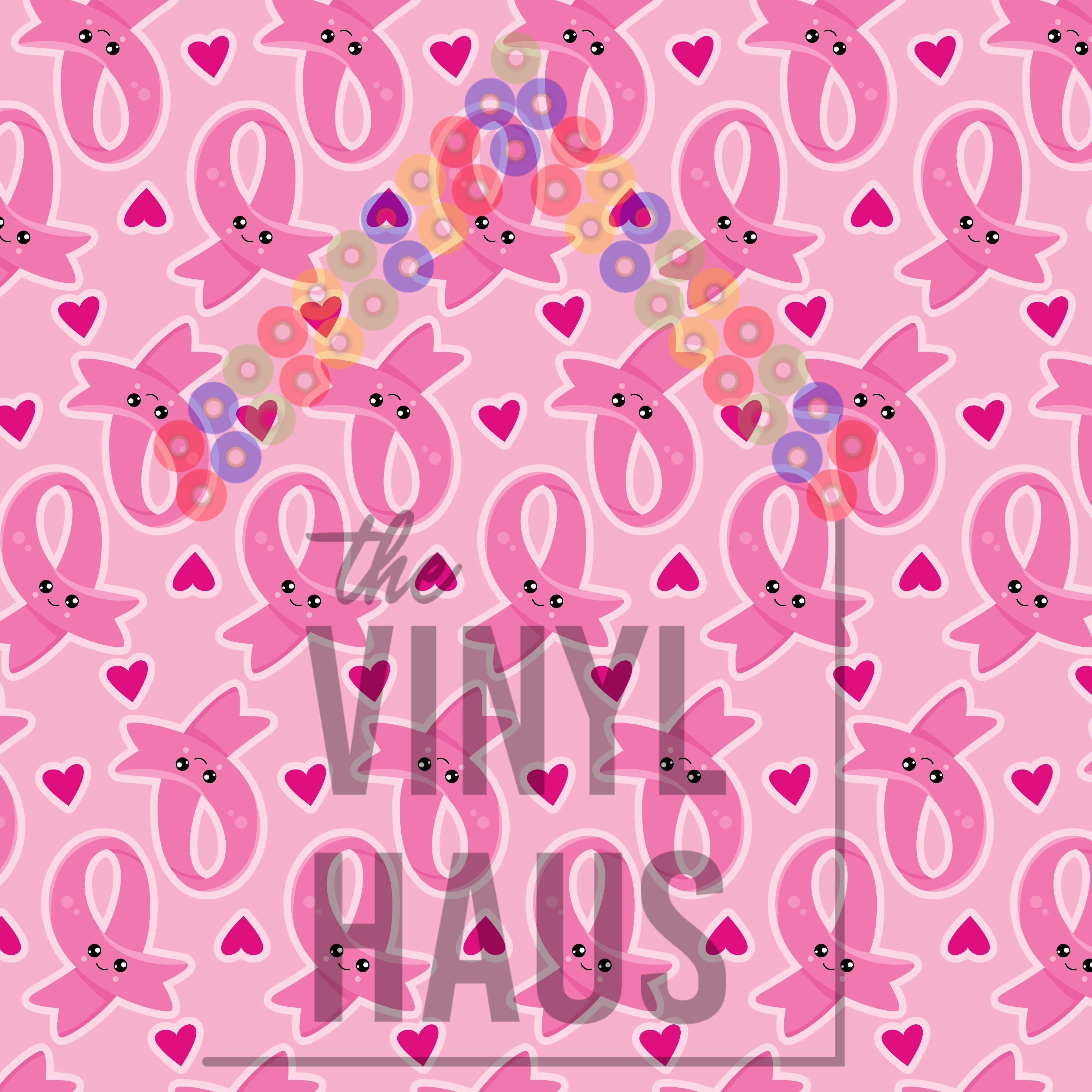 Pink Ribbons Pattern Vinyl 12" x 12"